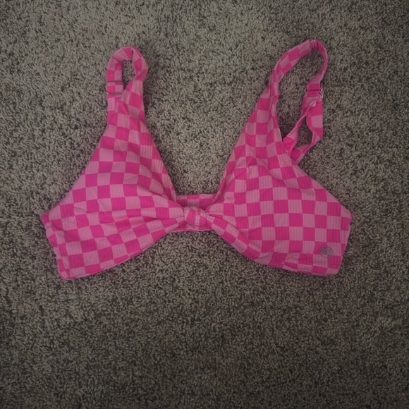 Salty Honey | Swim | Pink Checkered Bikini Top | Poshmark